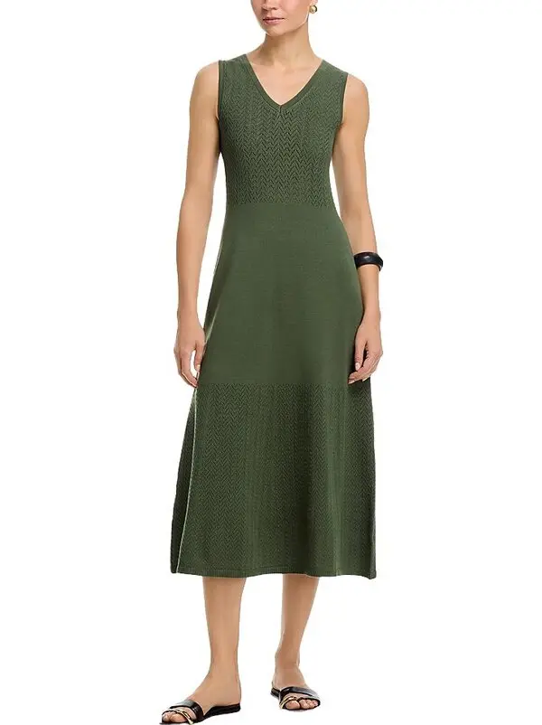 Elie Tahari Elena V-neck Sweater Dress - Dark Sage