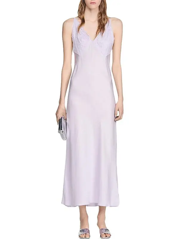 Sandro Lace Maxi Dress - Mauve
