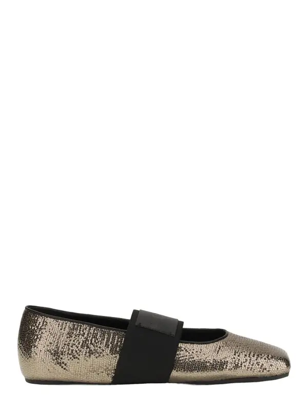 Givenchy Sliced Square Ballerinas In Textured Leather - Gold