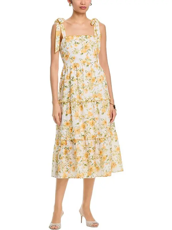 Moon River Tie Strap Midi Dress - Butter Yellow