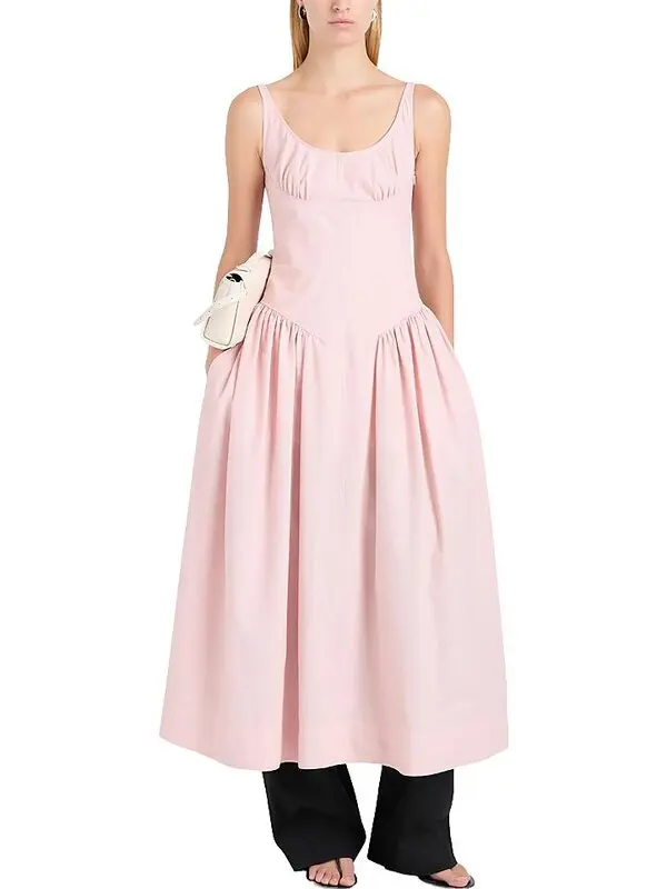 Proenza Schouler White Label Solira Seersucker Midi Dress - Rust/off White