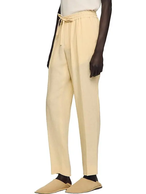 Sandro Alpha Elastic Linen Trousers - Ivory