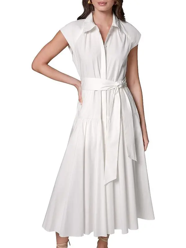 Donna Karan New York Button Front Midi Dress - Cream
