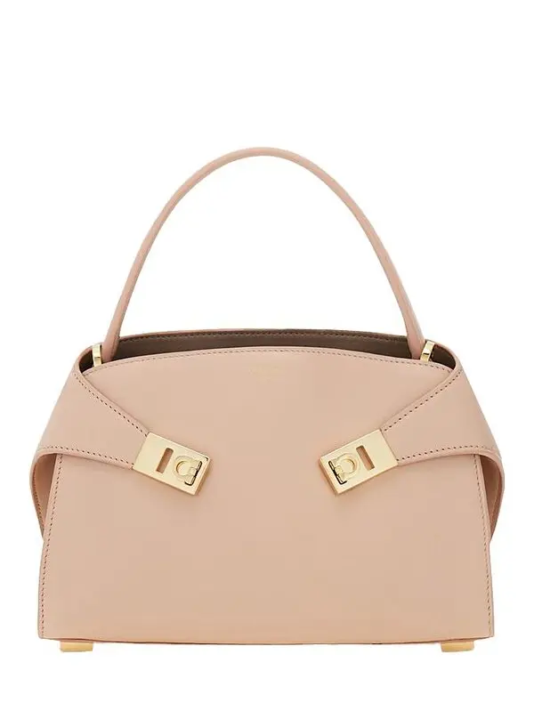 FERRAGAMO Hug Soft Leather Shoulder Bag - Dusty Pink