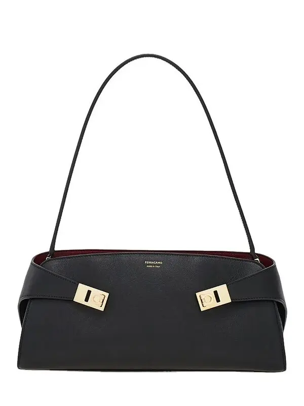 FERRAGAMO Hug East West Leather Shoulder Bag - Nero