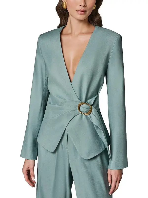 Donna Karan New York Buckled Wrap Blazer - Waterlily
