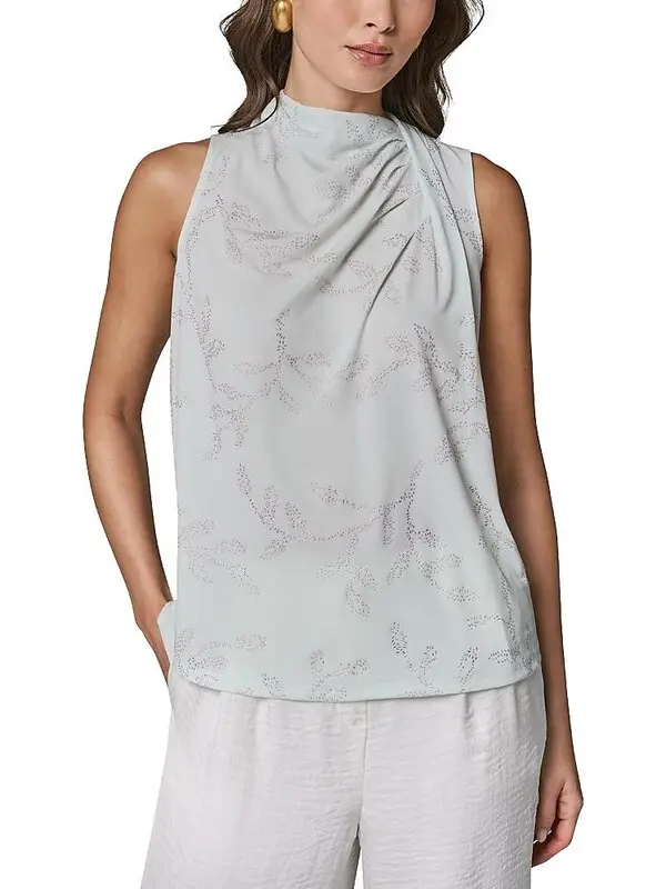 Donna Karan New York Sleeveless Twisted Shoulder Top With Draped Neckline - Skylight/billowing Sand