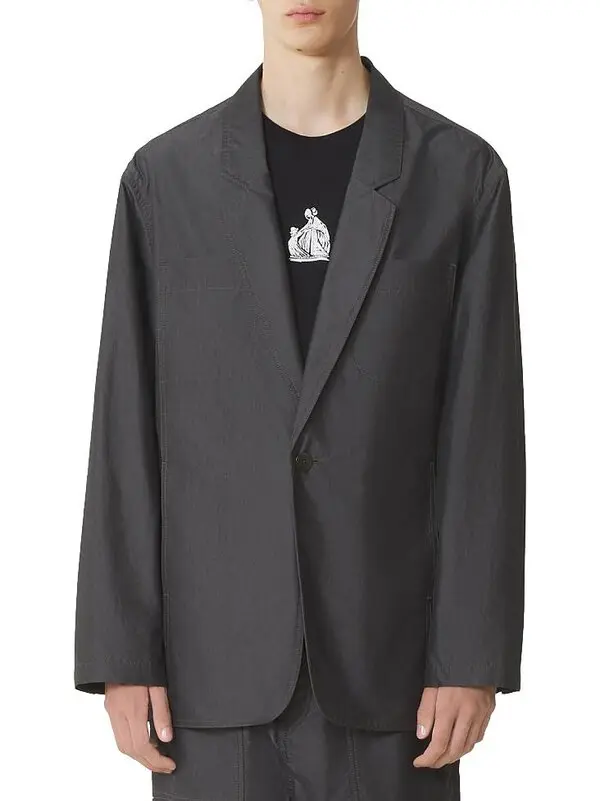 LANVIN Loose-fit Chambray Jacket - Gray And Black