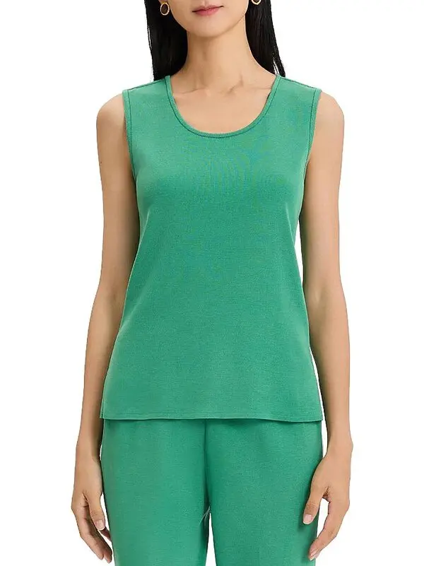 Ming Wang Scoop Neck Mid-length Knit Tank - Kelly Green