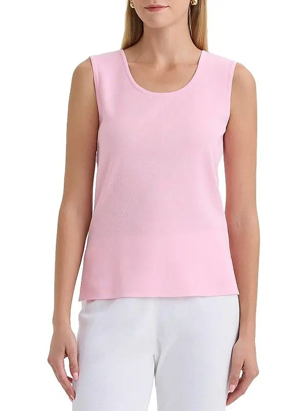 Ming Wang Scoop Neck Mid-length Knit Tank - Perfect Pink