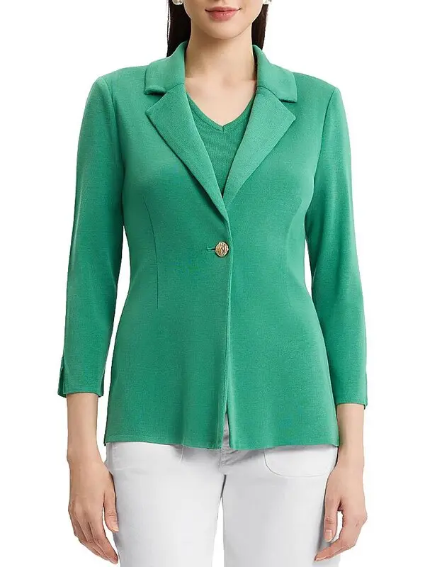 Ming Wang Tailored Single-button Knit Jacket - Kelly Green