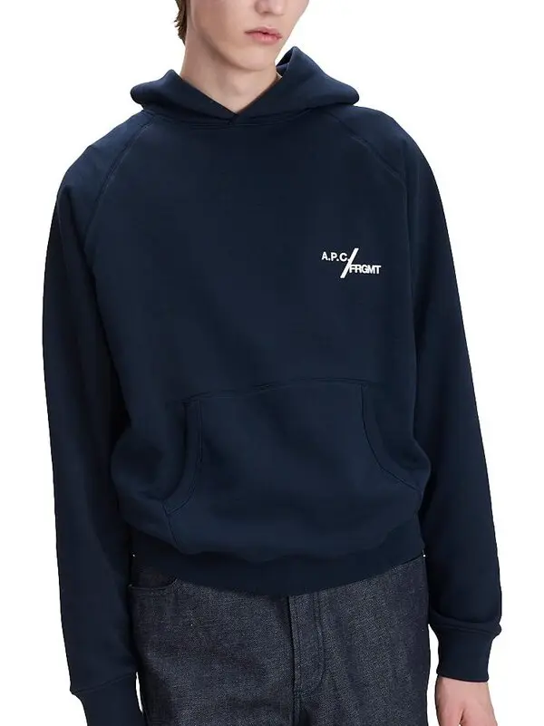 A.p.c. Cotton Logo Hoodie - Dark Navy