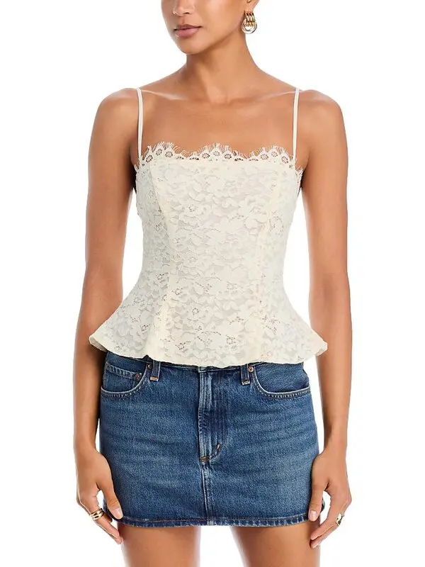AFRM Ari Lace Peplum Top - Gardenia
