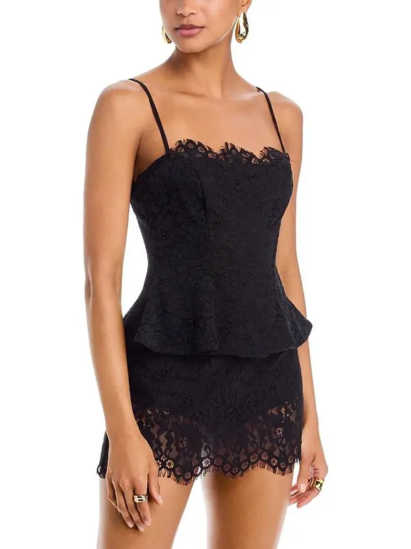 AFRM Ari Lace Peplum Top - Noir