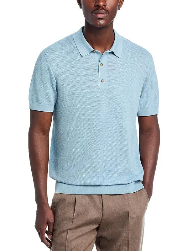 BOSS X Camel L-naldo Sweater Polo Shirt - Open Blue
