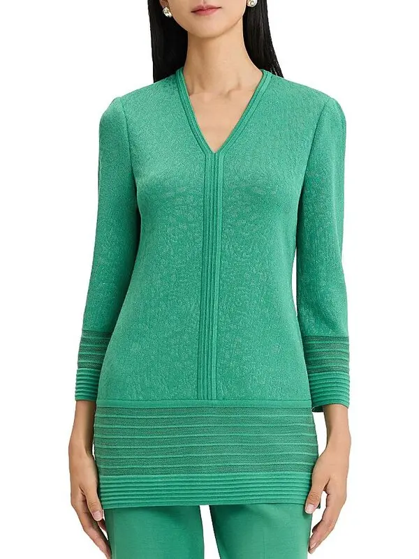 Ming Wang Burnout Medallion Soft Knit Tunic - Kelly Green