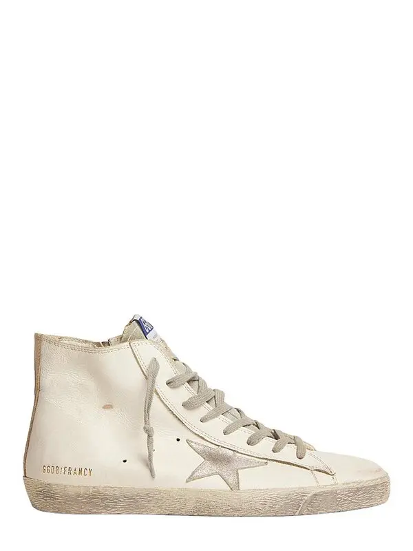 GOLDEN GOOSE Francy High Top Sneakers - White Silver