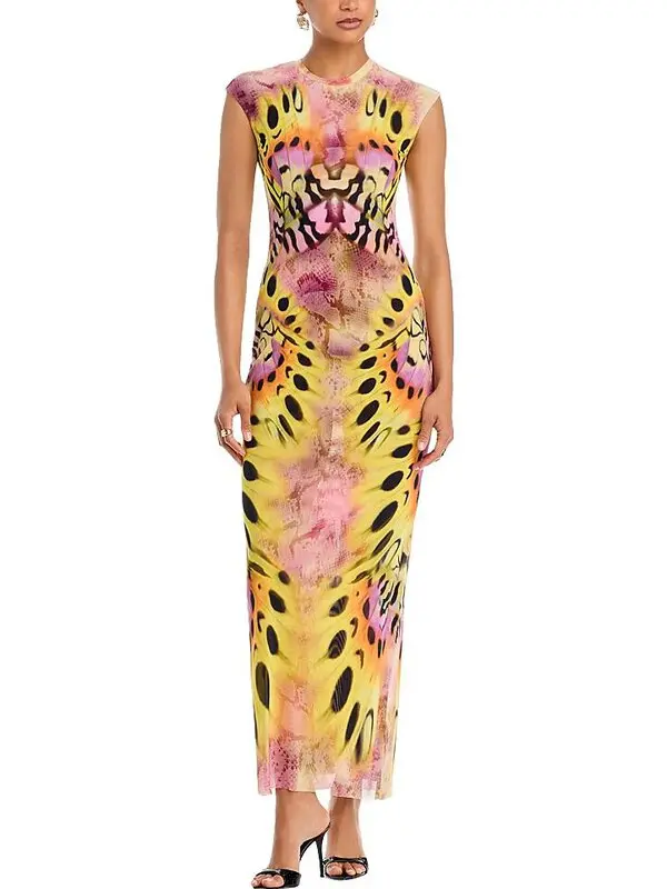AFRM Mylo Maxi Dress Tropical Print - Mauve Butterfly