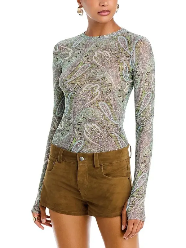 AFRM Kaylee Mesh Top - Aqua Paisley