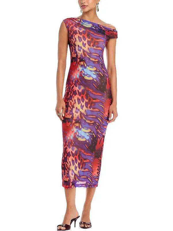 AFRM Holden Asymmetric Midi Dress - Cobalt Scale