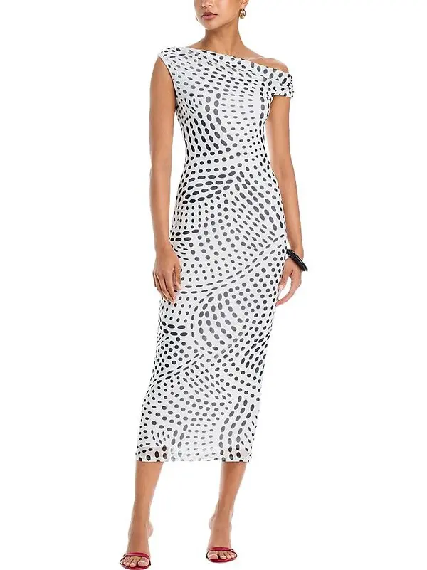 AFRM Holden Asymmetric Midi Dress - Noir Swirl