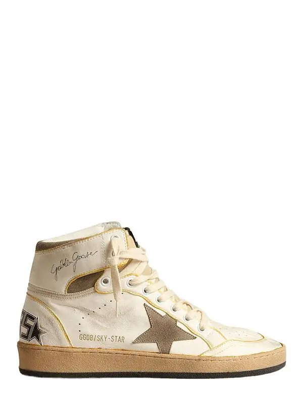 GOLDEN GOOSE Sky Star High Top Sneakers - White Taupe