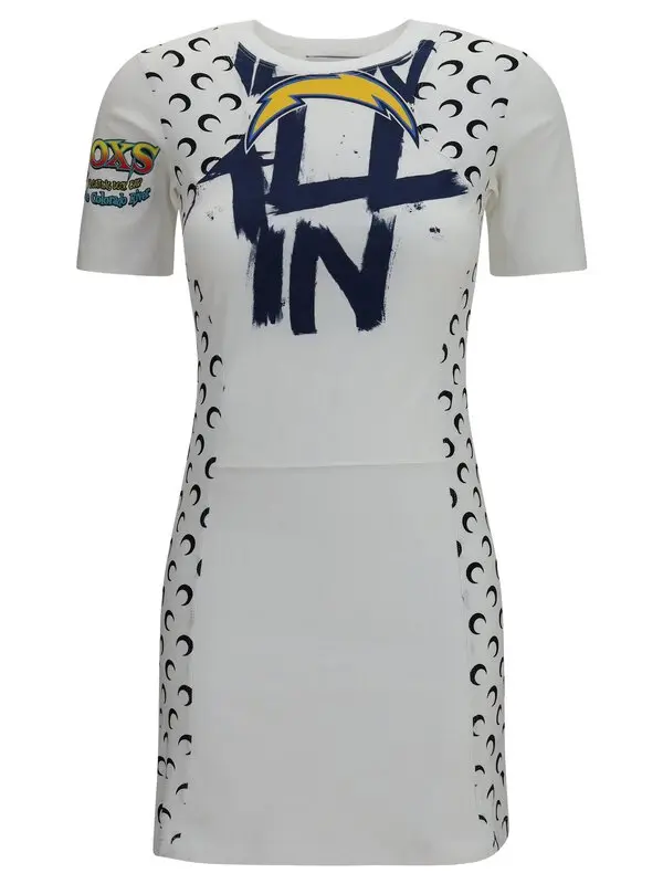 MARINE SERRE Fitted Recycled Jersey Dress With Graphic Prints - White