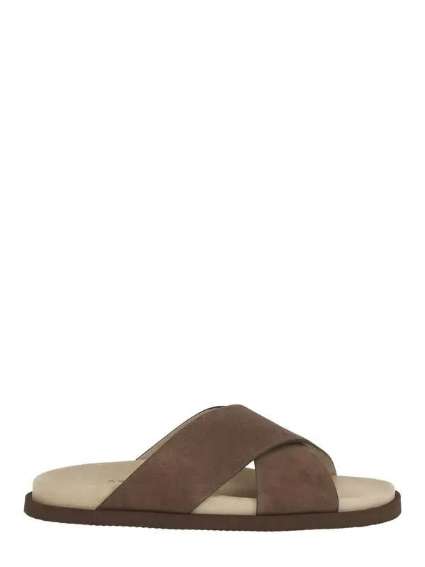 Brunello Cucinelli Suede Crossover Strap Sandals - Brown