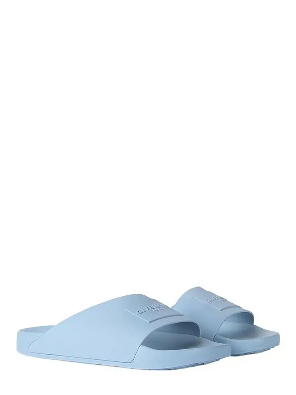 Givenchy Embossed Logo Slide Sandals - Light Blue