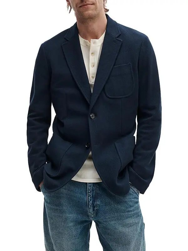 Rag & Bone Skeleton Knit Pique Blazer - Navy