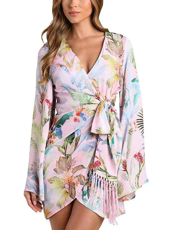 L'Agence Kohima Colorful Palm Mini Cover-up Dress - Multi