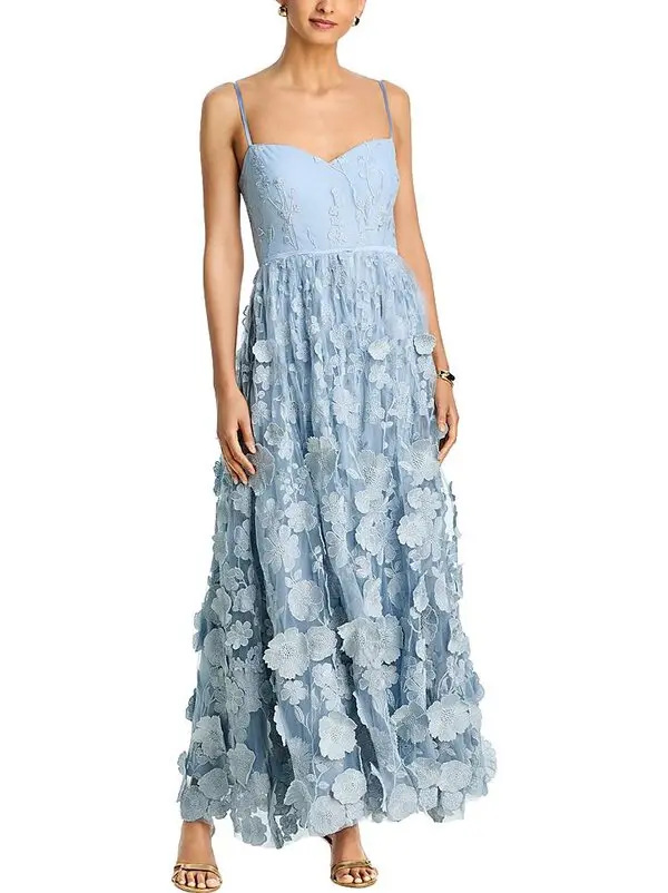 Aqua 3d Lace Maxi Dress - Blue