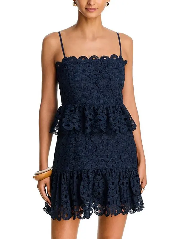 Aqua Circle Lace Mini Dress - Navy