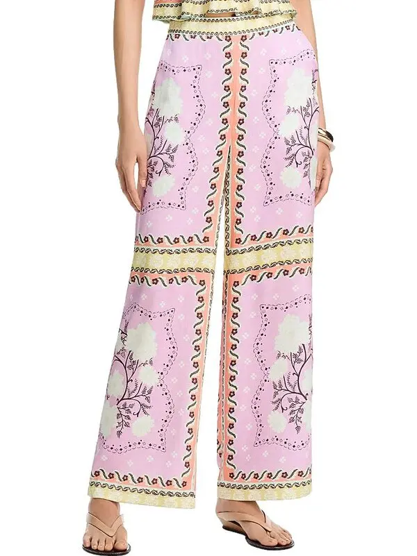Aqua Bendita Printed Wide Leg Pants - Purple Multi