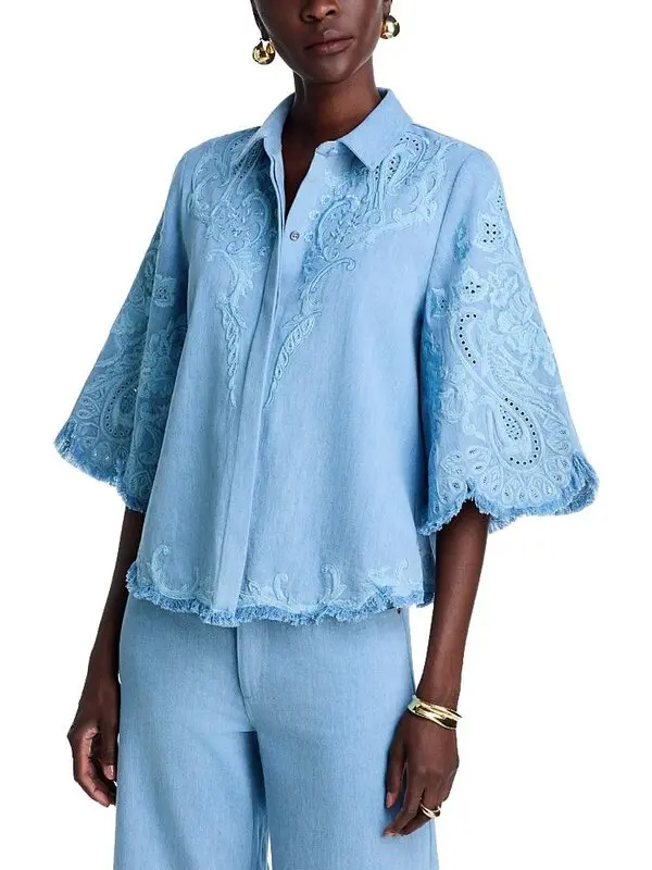 Kobi Halperin Hadley Embroidered Blouse - Medium Indigo