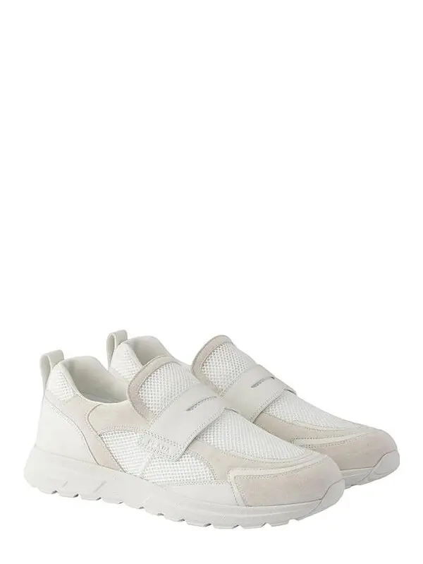 Prada Mesh Fabric And Leather Loafers - White