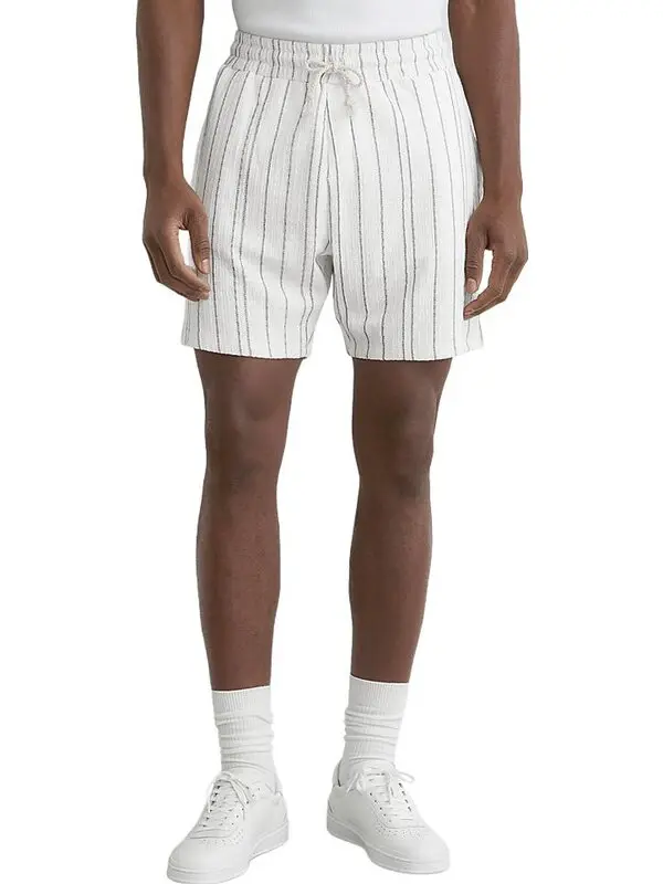REISS Jett Textured Stripe Shorts - White