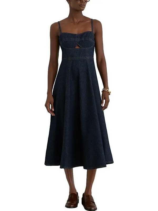 REISS Petites Emma Denim Dress - Indigo Blue