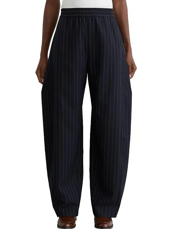 REISS Elle High Rise Barrel Trousers - Navy