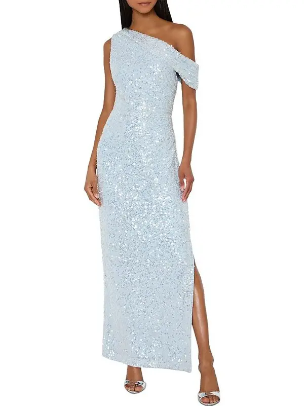 MILLY Stevie Sequin Maxi Dress - Light Blue