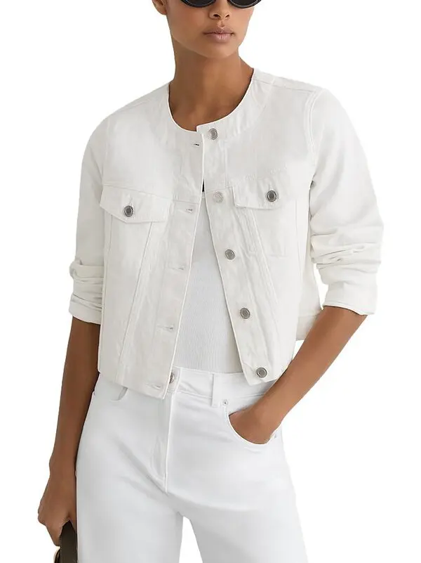 REISS Medora Denim Jacket - White