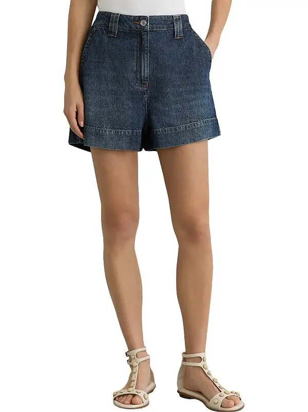 REISS Olivia Denim Shorts - Mid Blue