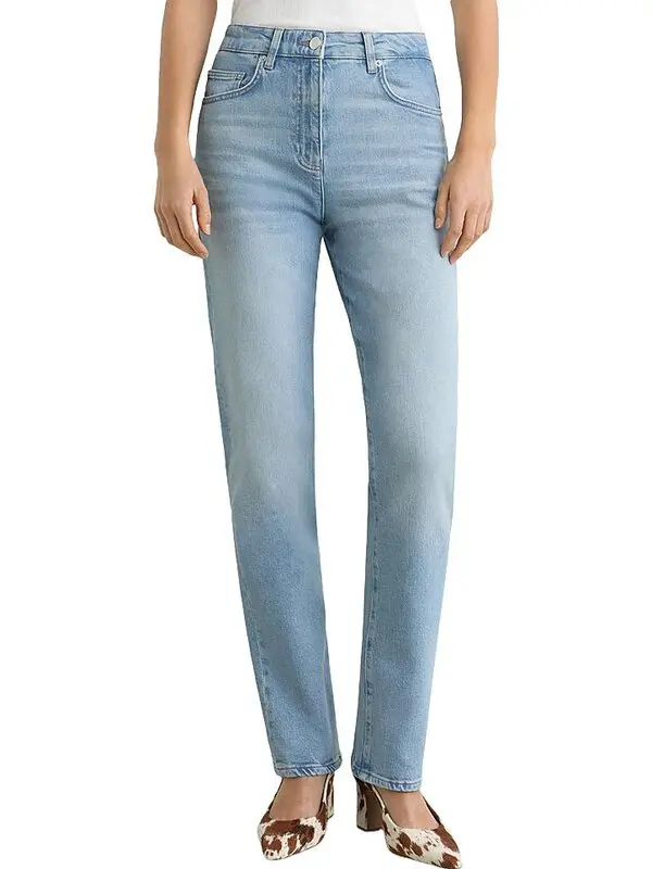 REISS Aubrey High Rise Straight Leg Jeans - Light Blue