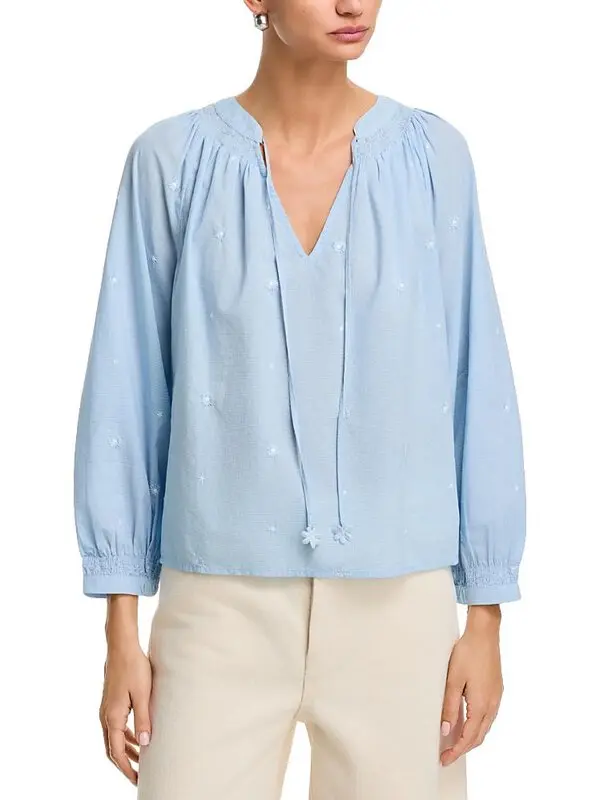 Velvet By Graham & Spencer Sylvie Peasant Top - Blue