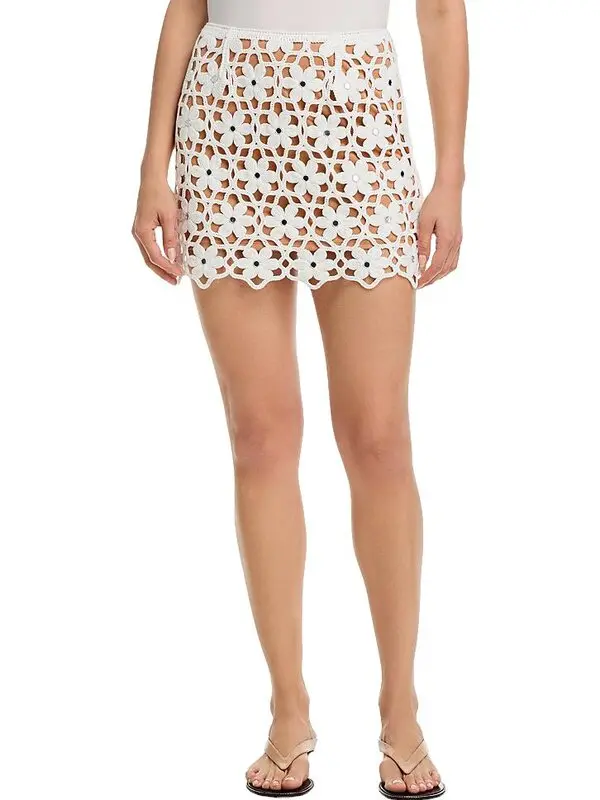 Michael Kors Faux Crochet Mini Skirt - White