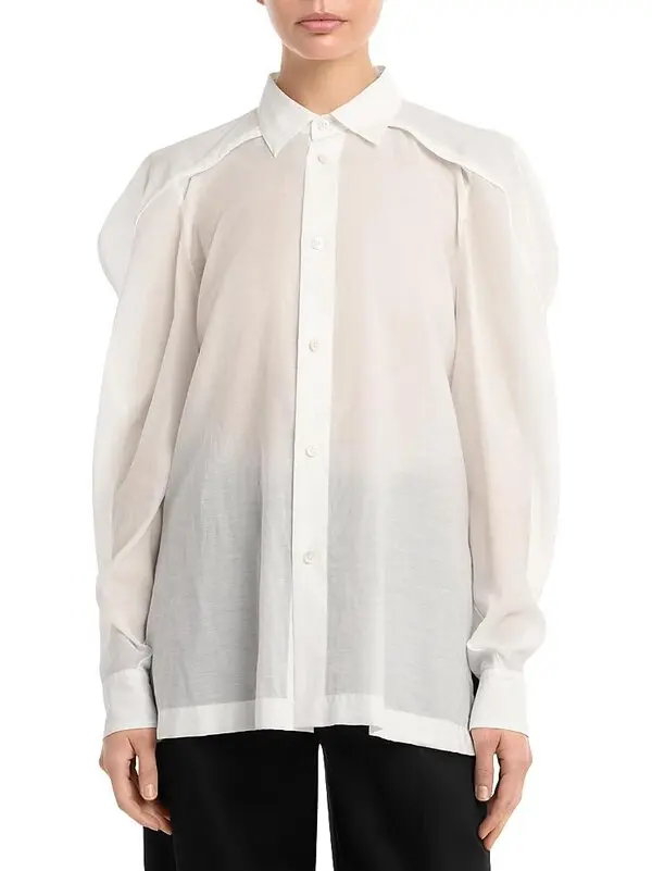 Issey Miyake Sheer Cotton-nylon Blend Shirt - White
