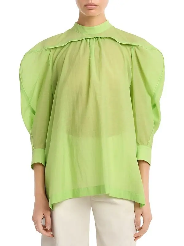 Issey Miyake Sheer Cotton Blend Shirt - Lime Green