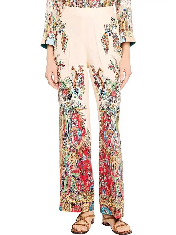 Etro Silk Printed Pants - Printed White
