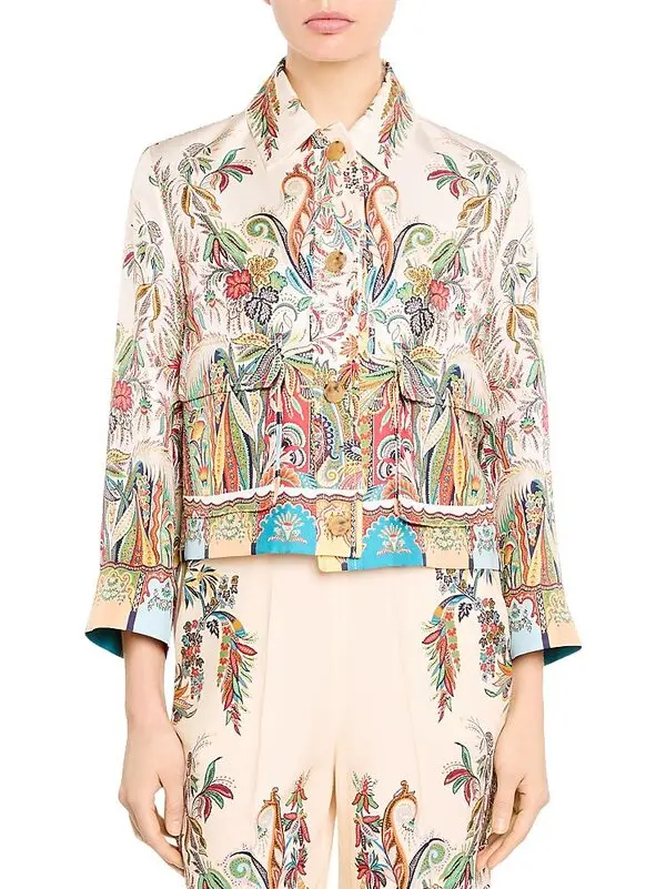 Etro Printed Cropped Jacket - Printed White