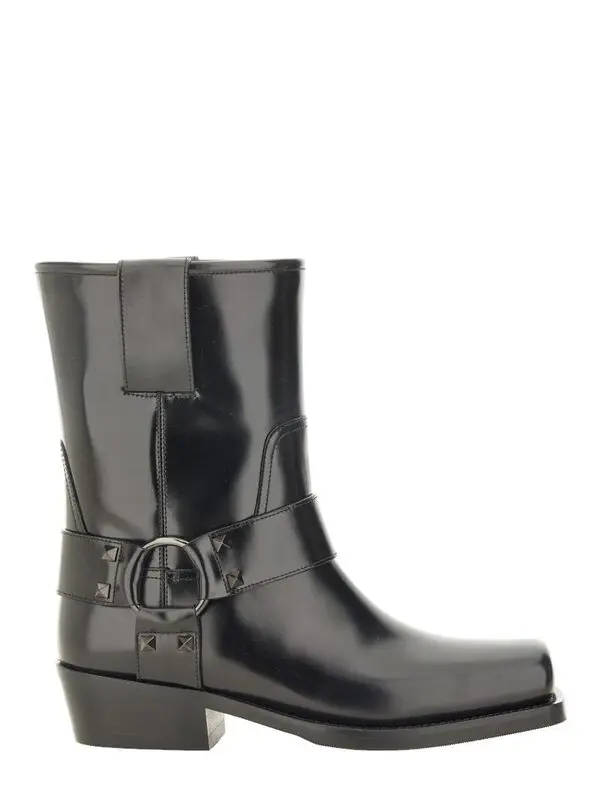 Valentino Garavani Rockstud Leather Boots - Black